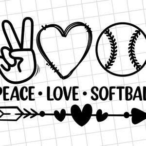Peace Love Softball ,love Softball , Peace Hand, Sublimation Design ...