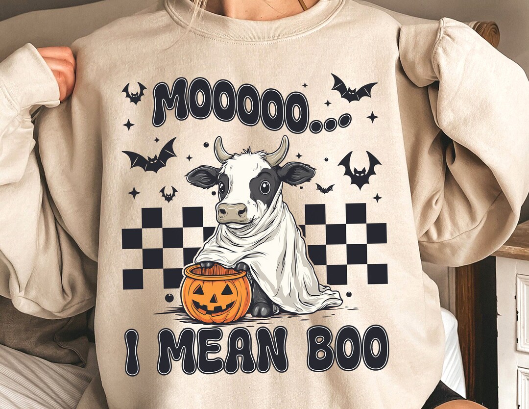 Moo I Mean Boo Png, Western Cow Ghost Png, Western Halloween Png ...