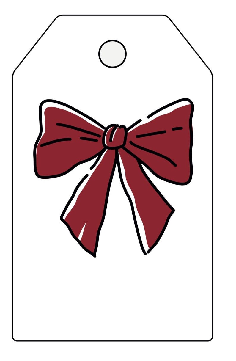 Christmas Bow Gift Tags – Printable Holiday Tags | Instant Download - Etsy