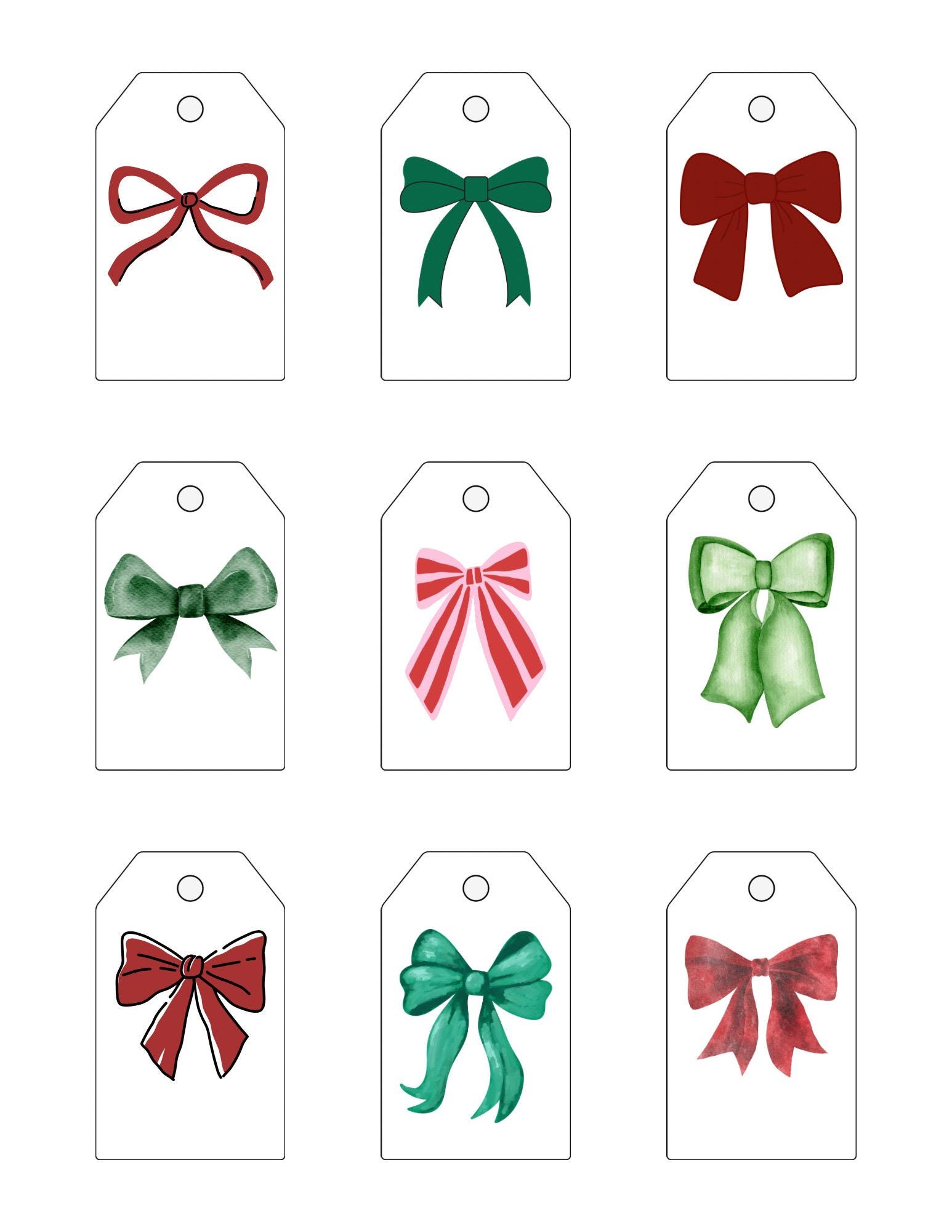 Christmas Bow Gift Tags – Printable Holiday Tags | Instant Download - Etsy