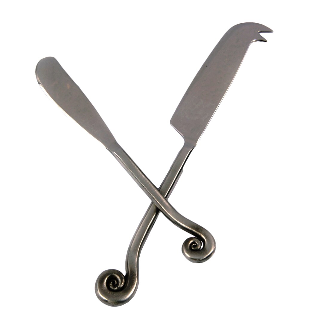 Burnt Black Lilly Design Cheese Knife & Spreader 2 Pc Set - Etsy