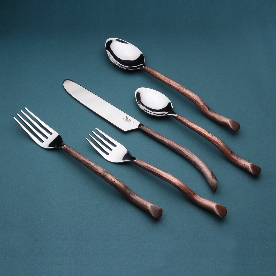 Twig Flatware Antique Copper 5 Pc. Place Setting - Etsy