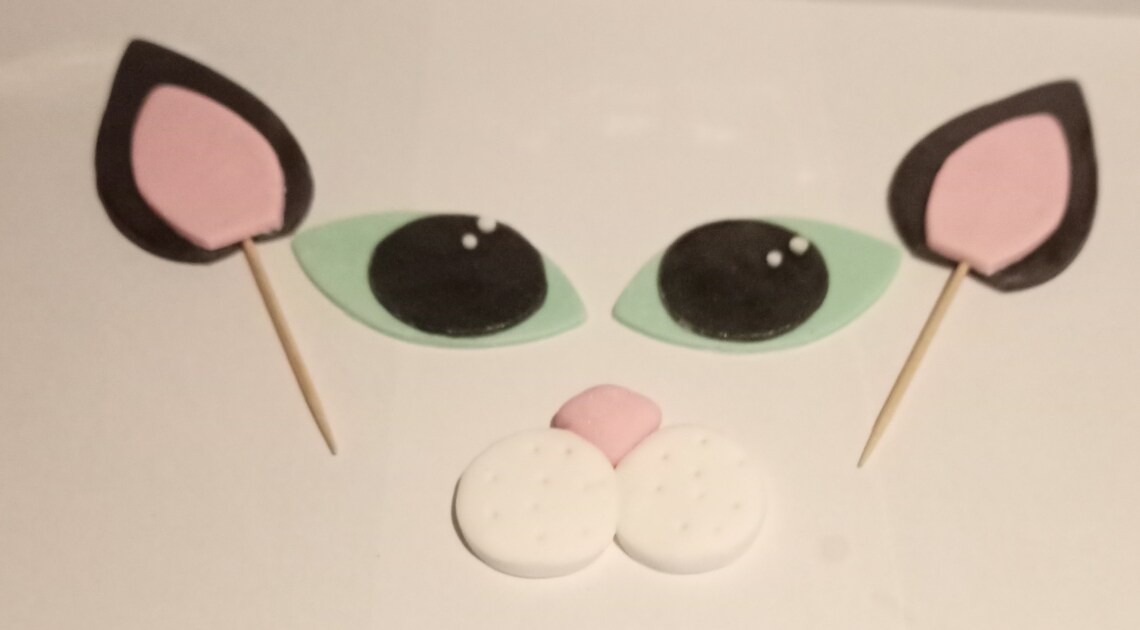 Cat Face Edible Gum Paste Fondant Cake Topper - Etsy UK