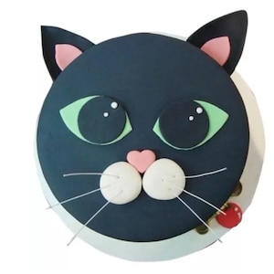 Cat Face Edible Gum Paste Fondant Cake Topper - Etsy UK