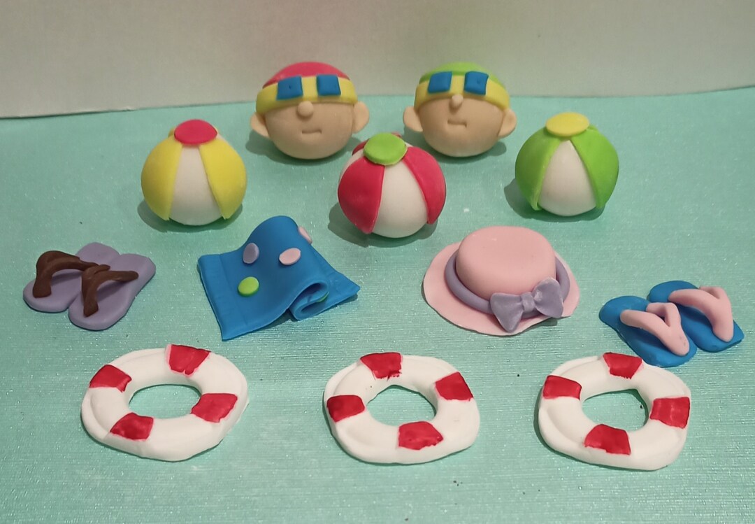 12 Swimming Cake Topper Edible Fondant - Etsy UK