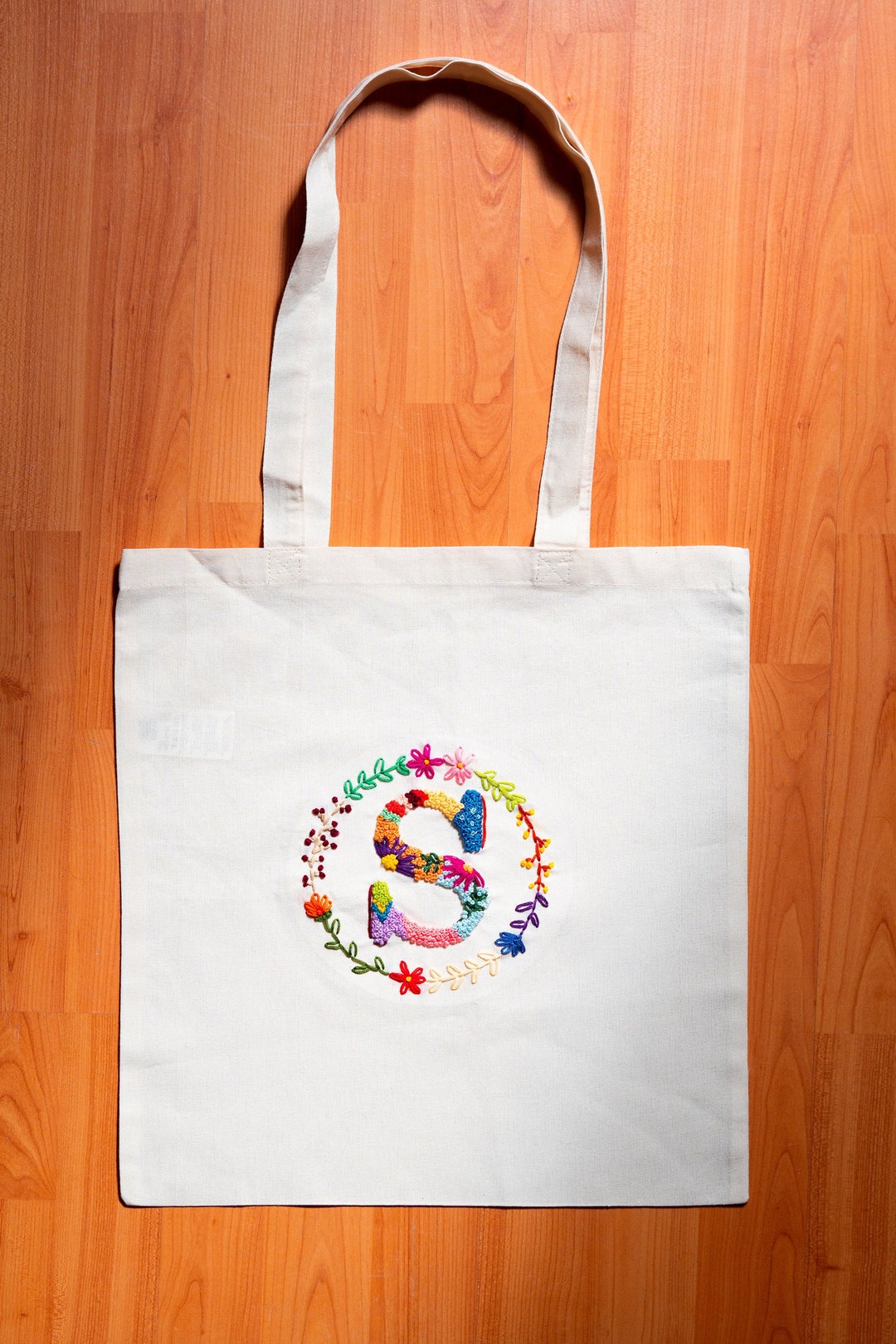 Custom Embroidered Tote Bag, Hand Embroidered. Fabric Bag With ...