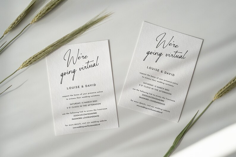 Virtual Wedding Invitation Printable Simple Zoom Wedding - Etsy