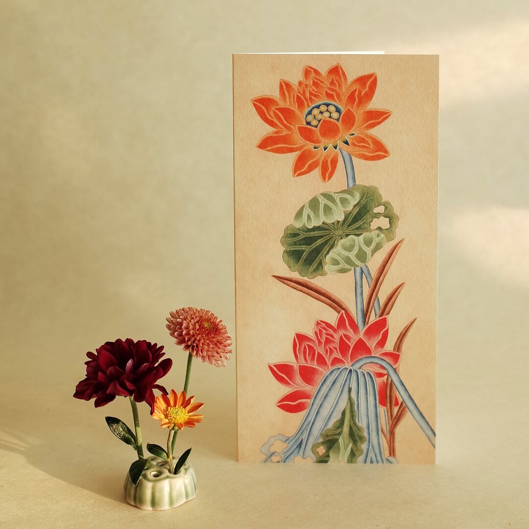 Flower Greeting Card, Lotus Flower Card - Etsy