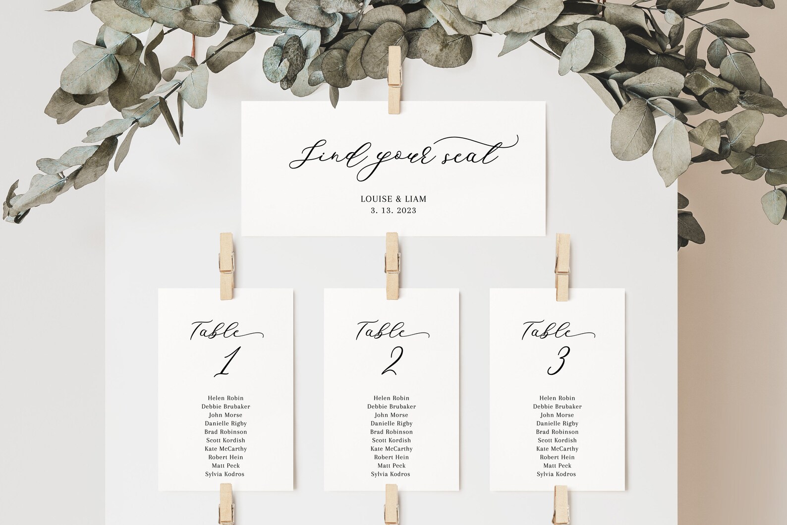 Hanging Seating Sign Template Minimal Seating Chart Printable - Etsy