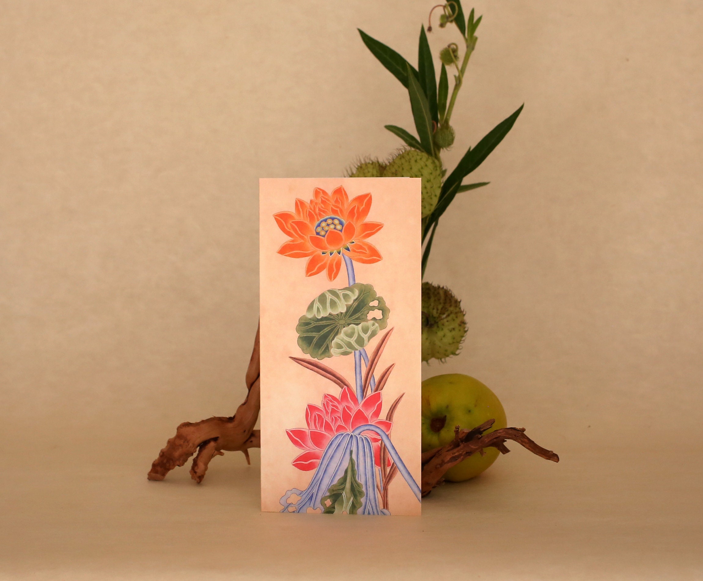Flower Greeting Card, Lotus Flower Card - Etsy