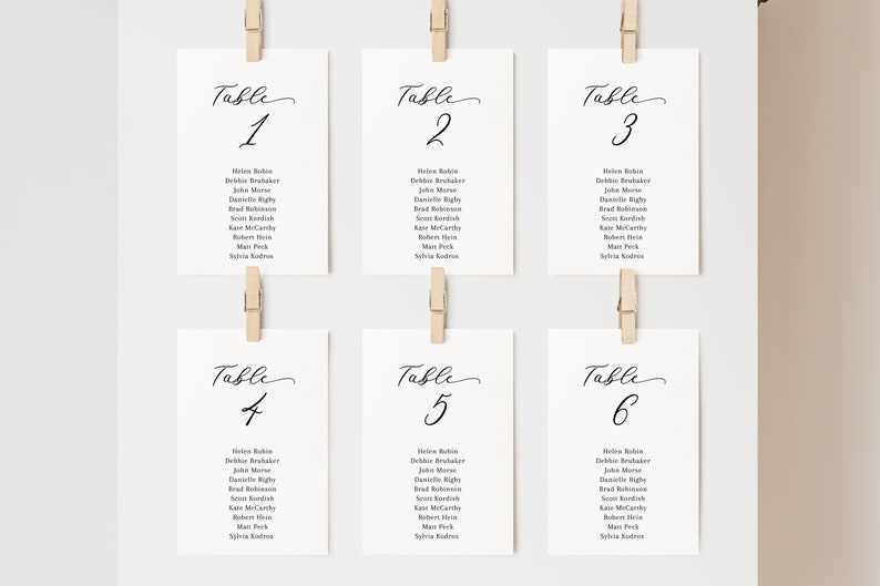 Hanging Seating Sign Template Minimal Seating Chart Printable - Etsy