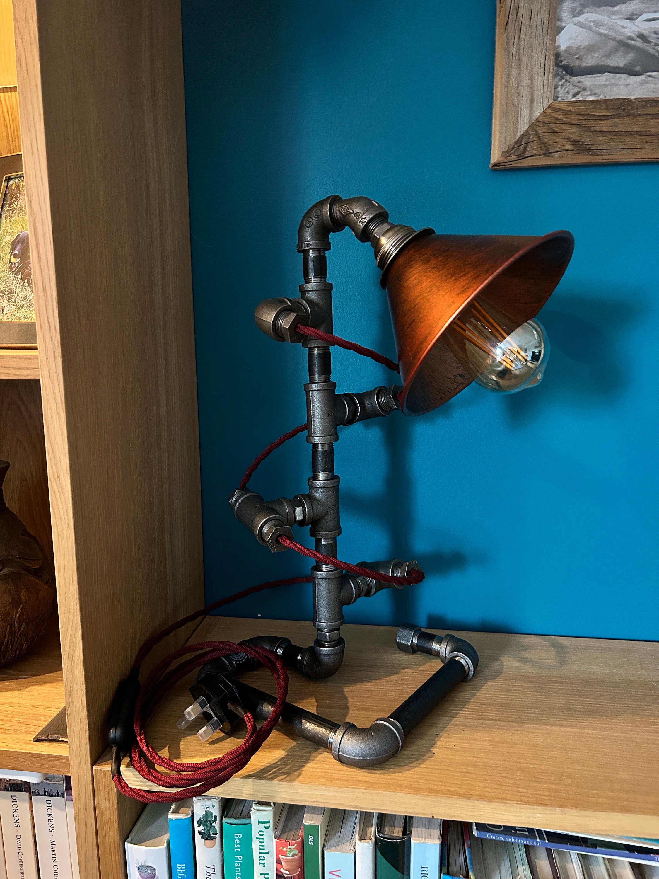 Steampunk Style Spiral Cord Table Lamp burgundy Cord - Etsy