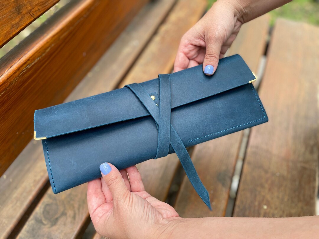 Custom Leather Roll up Pencil Case: Paint Brush Pouch - Etsy