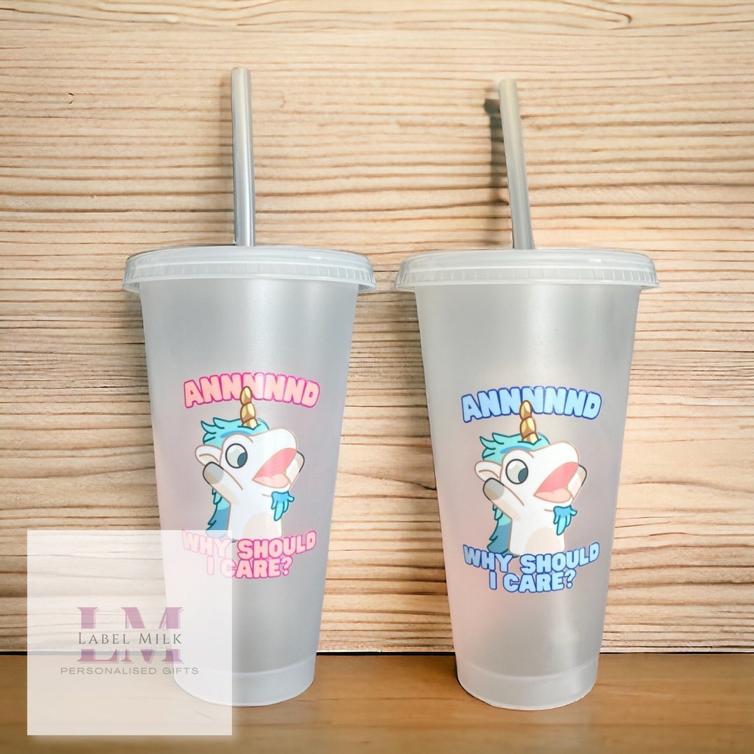 Bluey Unicorse Cup, Bluey Bingo Cups, Plastic Tumbler, Starbucks Coffee ...