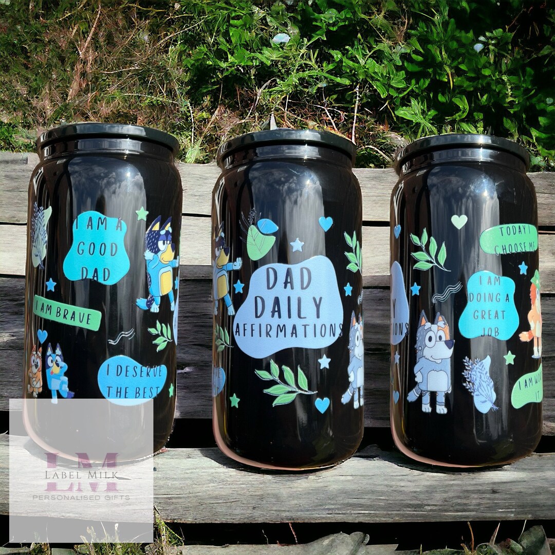 Bluey Dad Affirmations Glass, Bluey Dad Mug, Fathers Day Gifts, Bluey ...