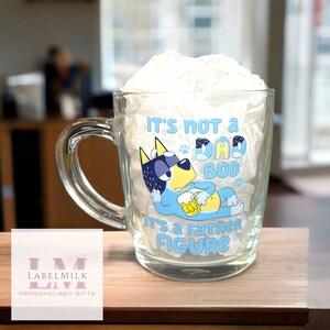 Bluey Glass Mug, Bluey Cup, Bluey Dad Gift, Mugs for Dad, Fathers Day ...