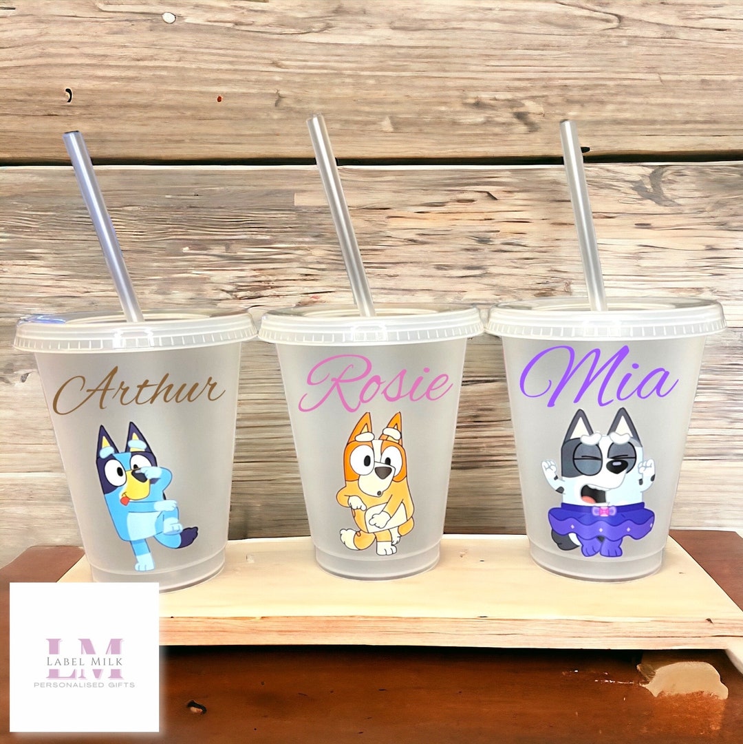 Personalised Kids Bluey Cup, Bluey Bingo Cups, Plastic Tumbler, Juice ...