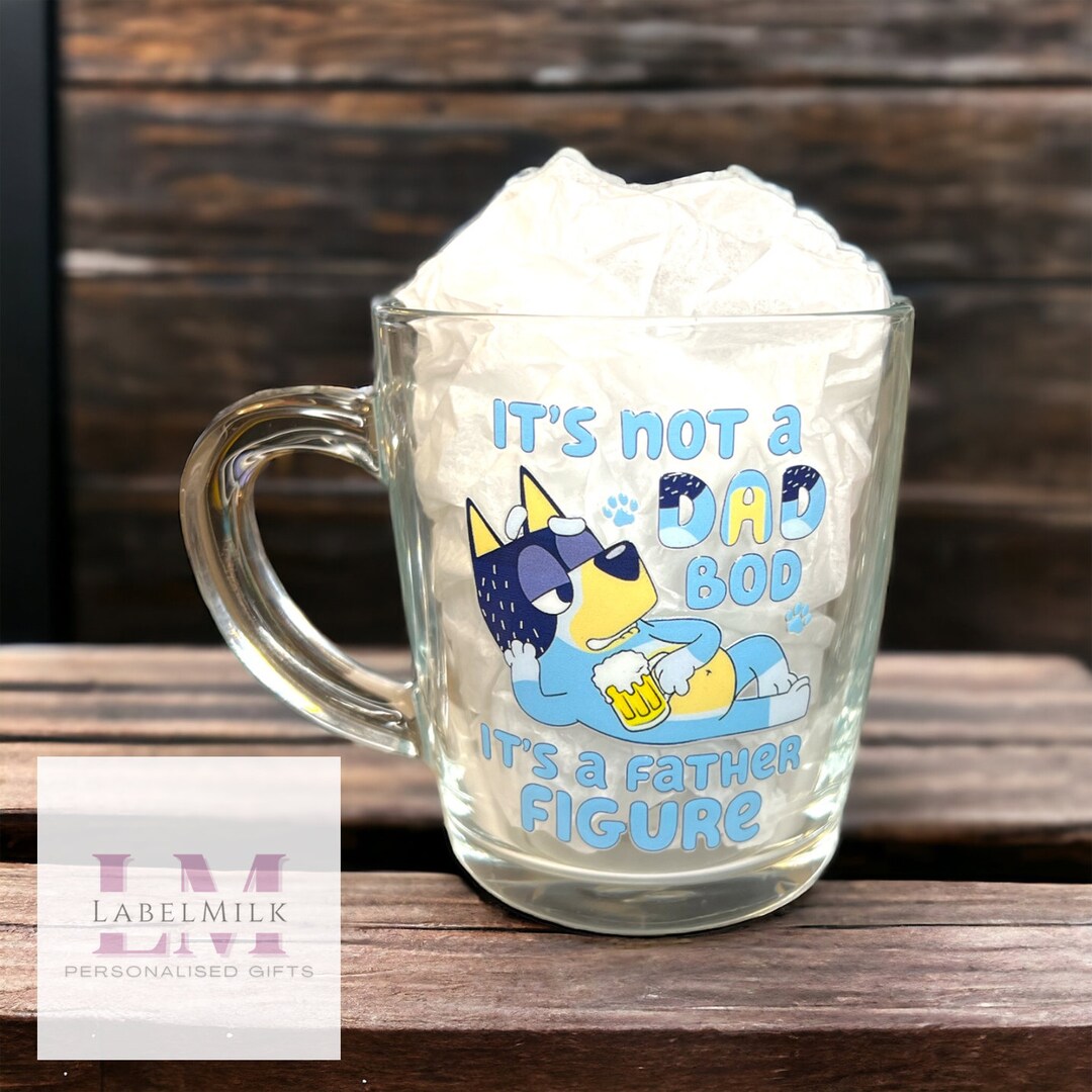 Bluey Glass Mug, Bluey Cup, Bluey Dad Gift, Mugs for Dad, Fathers Day ...
