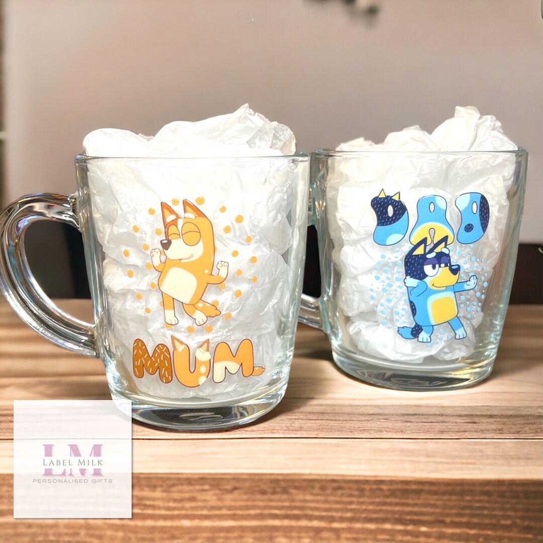 Bluey Glass Mug, Bluey Mum Chilli Mug, Bluey Dad Bandit, Mothers Day ...