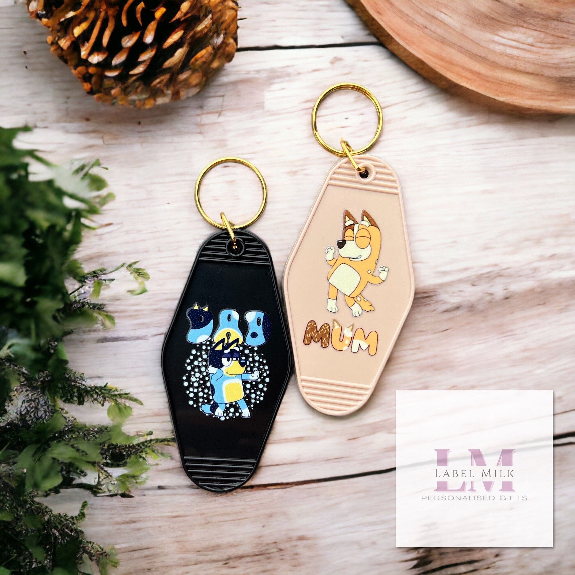 Personalised Bluey Motel Keyrings Bluey Mum Bluey Dad Motel - Etsy UK