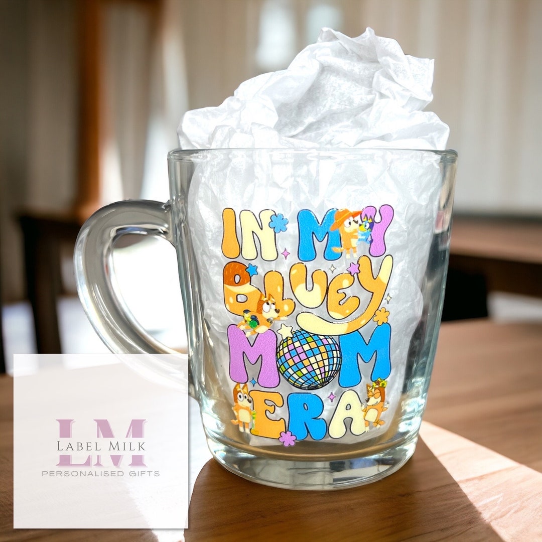 Bluey Mum Era Glass Mug, Bluey Mum Chilli Mug, in My Bluey Mum Era ...