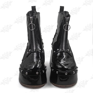 Noir Platform Boots | Handcrafted Black Gothic Emo Footwear, Hesed ...