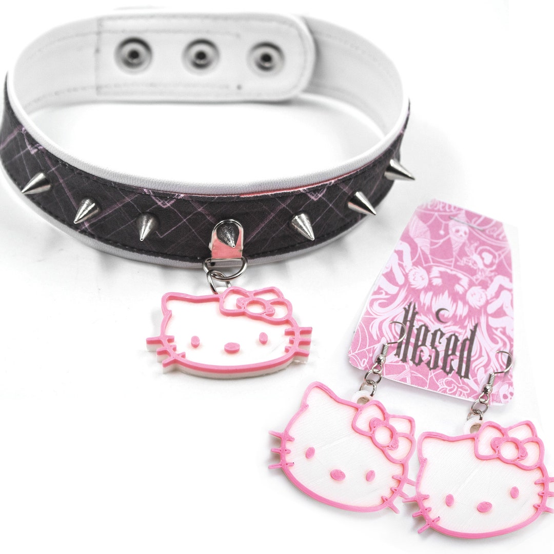 Cat Choker & Earrings Set or Choker Only Handmade Necklace, Kawaii ...