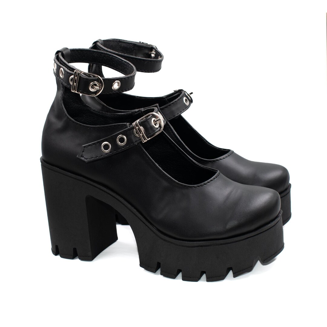 Darkie Heels | Gothic Chunky Platform Mary Janes, Handmade Vegan ...