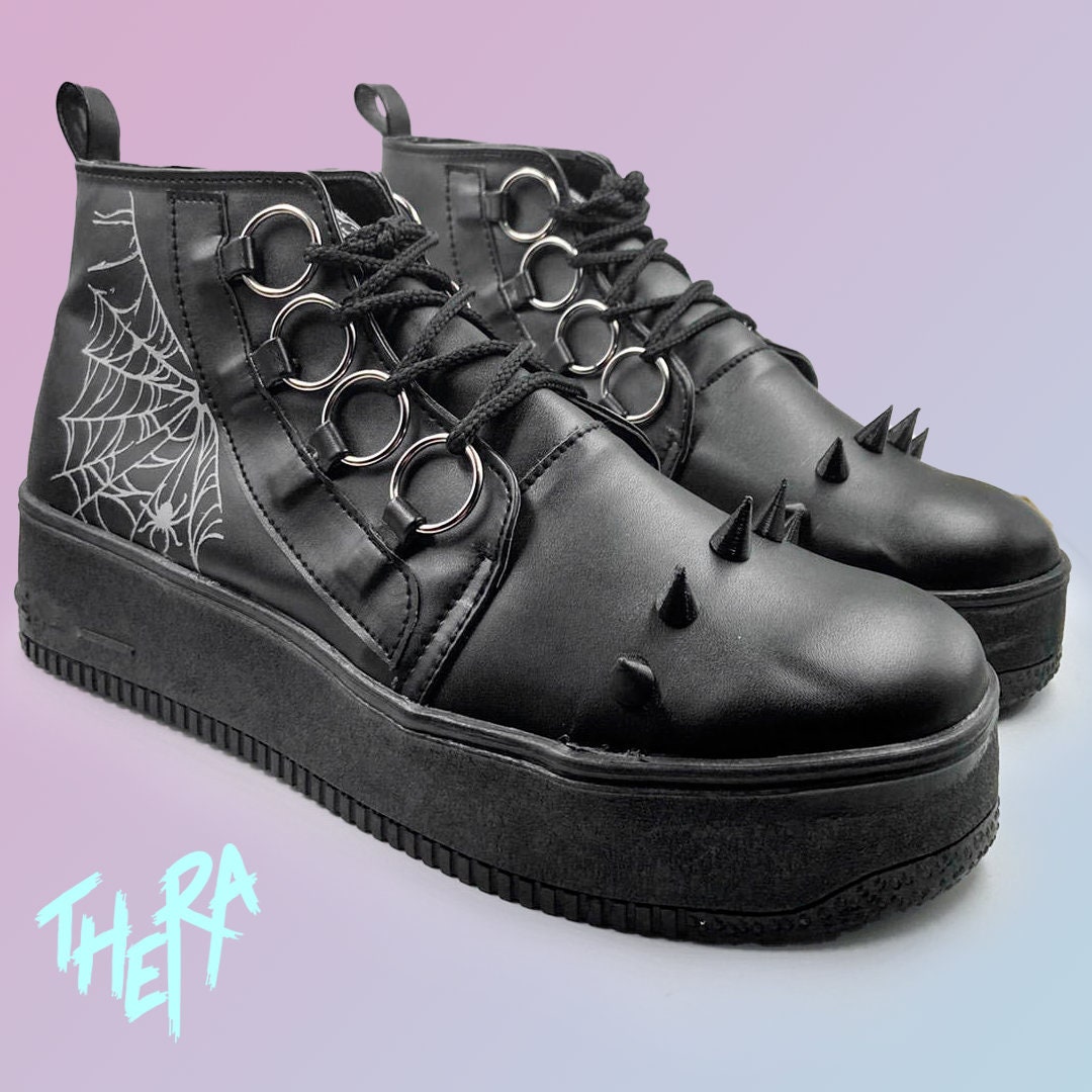 Kumo Web Handmade Shoes - Spiked Shoes, Spider Web Shoes, Chunky Shoes ...