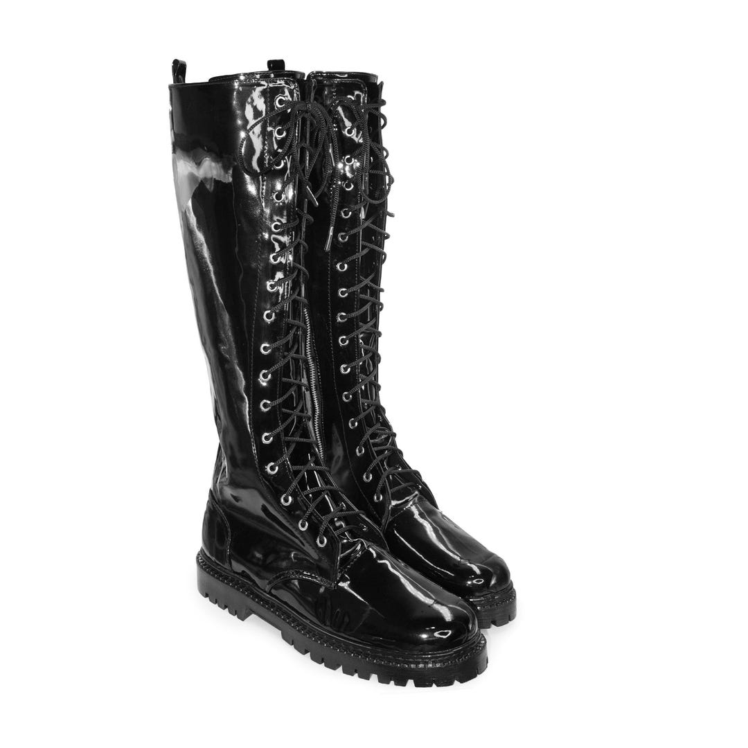 Nightmare Boots | Vegan Patent Leather, Gothic Knee-high Boots ...