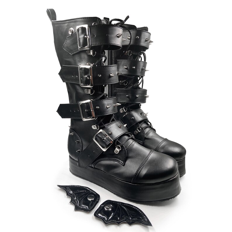 Vampire Boots Platform Boots With Wings Gothic Shoes Vegan - Etsy