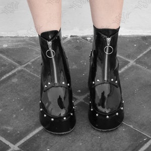 Noir Platform Boots | Handcrafted Black Gothic Emo Footwear, Hesed ...