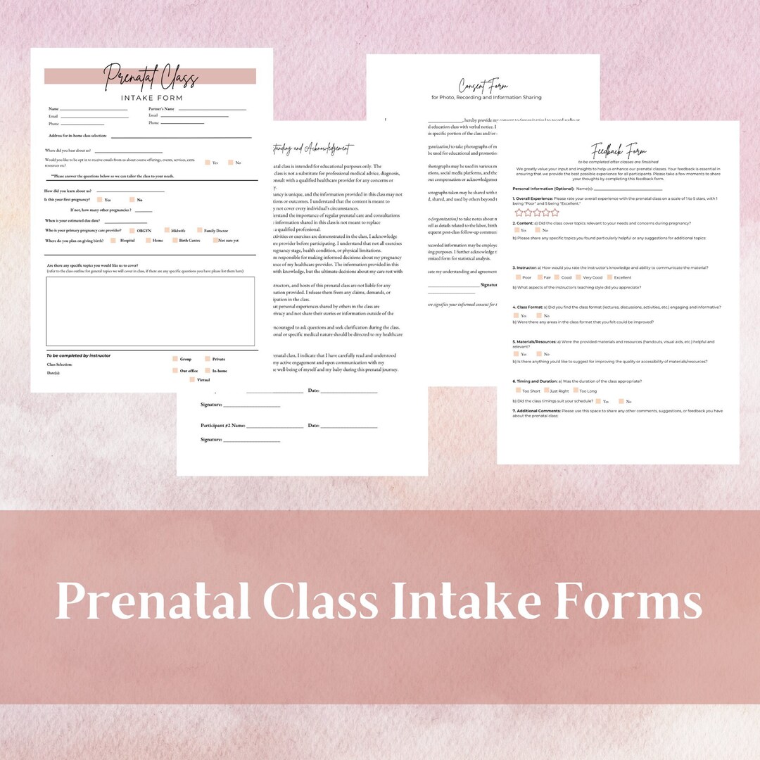 Prenatal Class Intake Form, Consent Forms & Feedback Form - Etsy