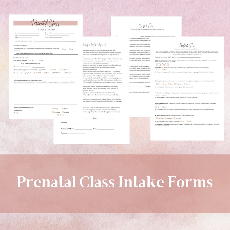 Prenatal Class Intake Form Consent Forms & Feedback Form - Etsy