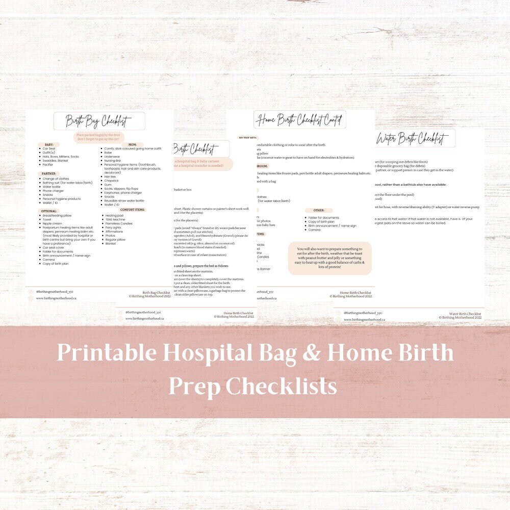 Hospital Bag Checklist and Home Birth Prep Checklist Printable PDF ...