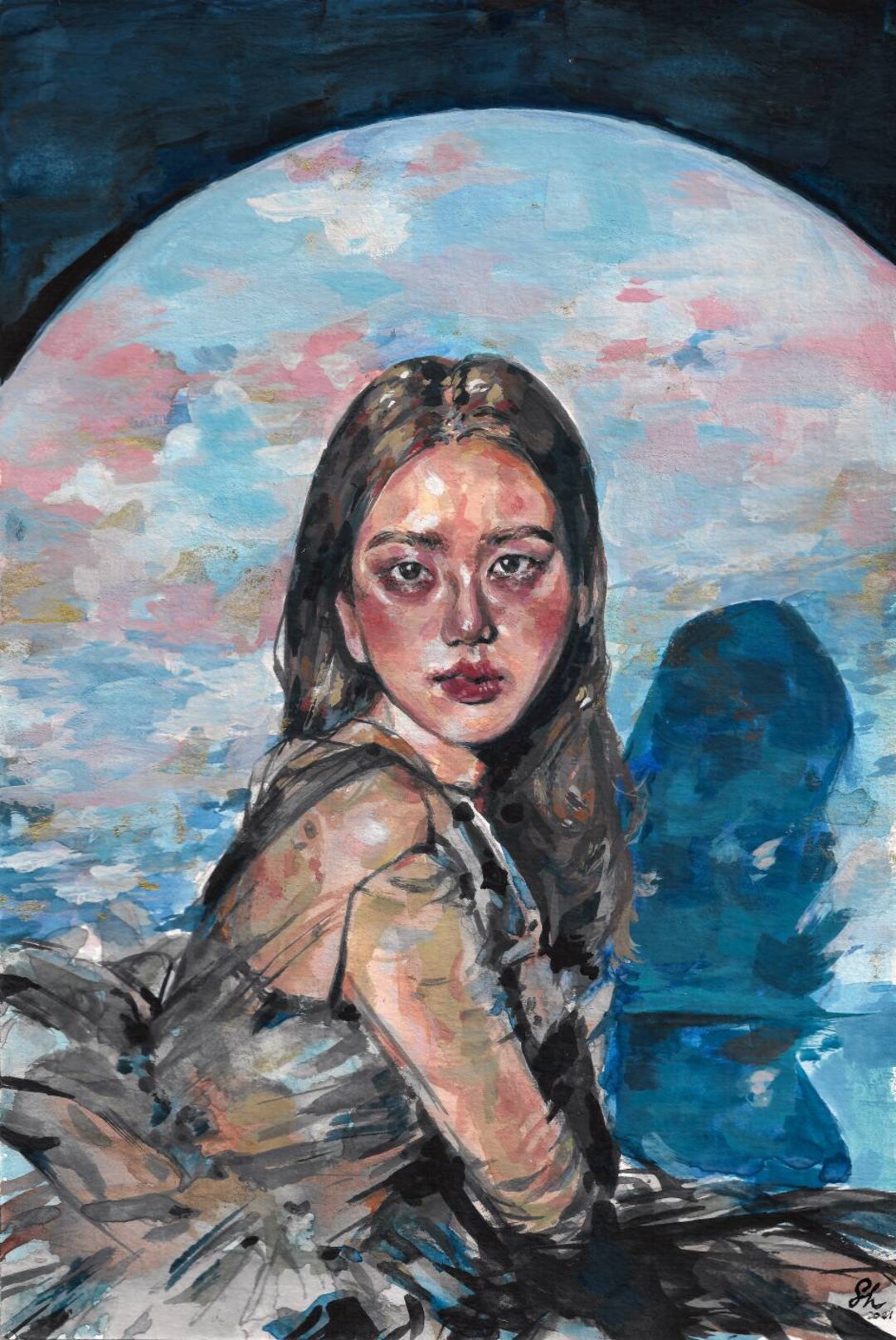 Jisoo Print Blackpink Postcard Kpop Artwork Gift Painting Portrait ...