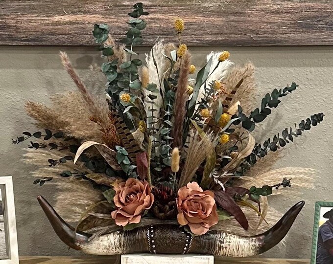 Western Bull Horn Arrangement - Etsy