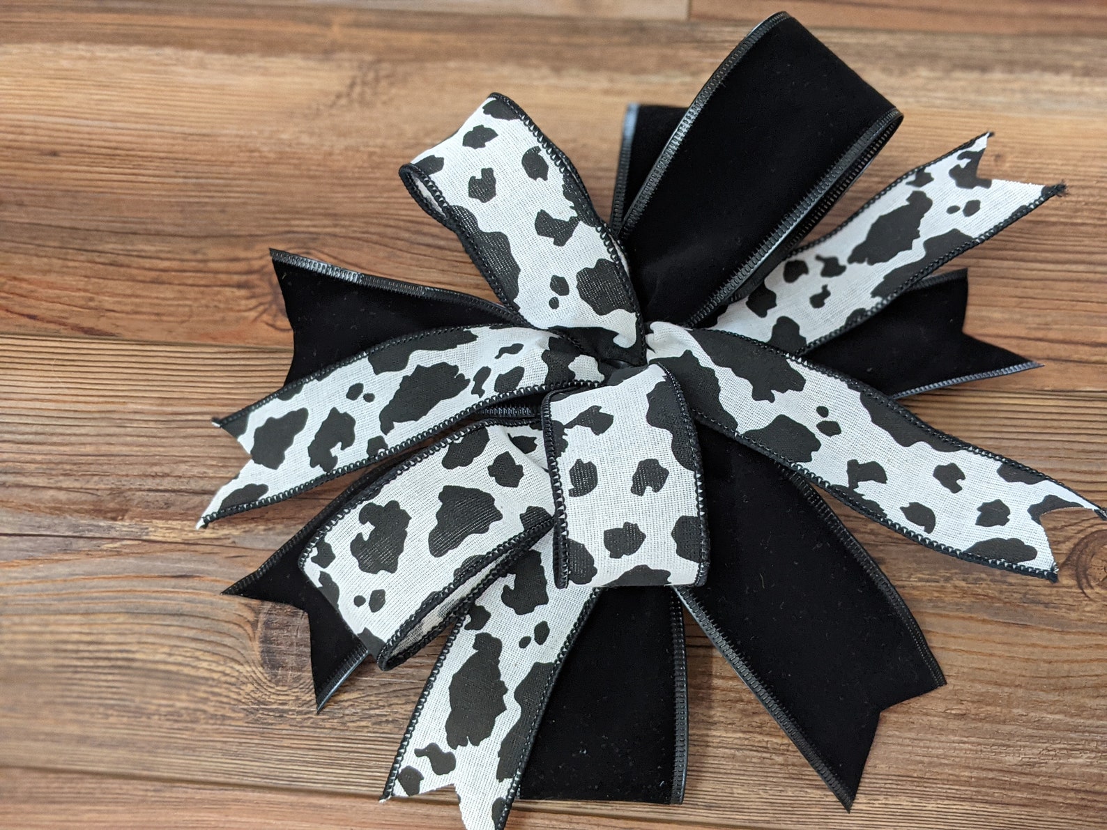 Cow Print Bow, Wreath Bow Attachment, Door Hanger Bow, Lantern Bow ...