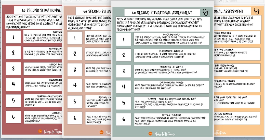 Nurse 60 Second Assessment Template: RN/LPN Nursing Notes (digital ...