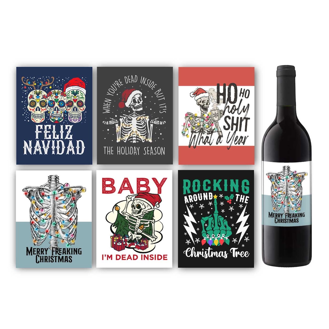 Funny Christmas Wine Labels Skeleton Christmas Gift Wine Labels Friend ...