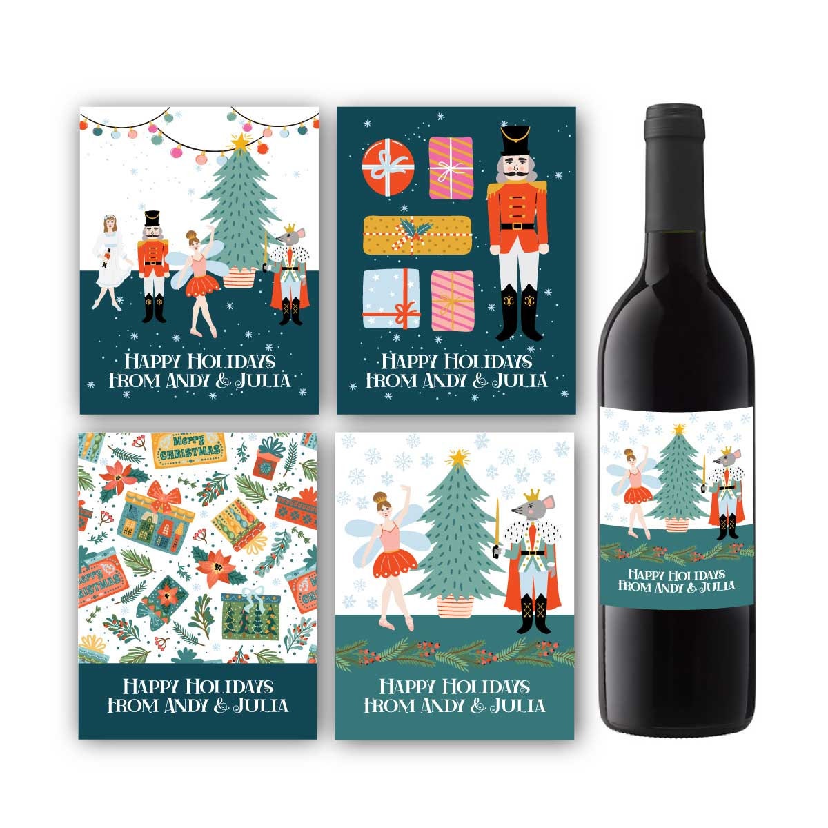 Personalized Christmas Wine Labels Nutcracker Christmas Gift - Etsy