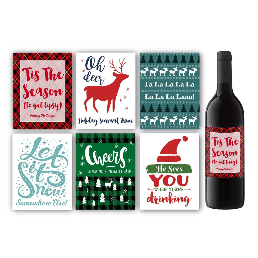 Funny Christmas Wine Labels Christmas Gift Wine Labels Wine Gift Funny ...