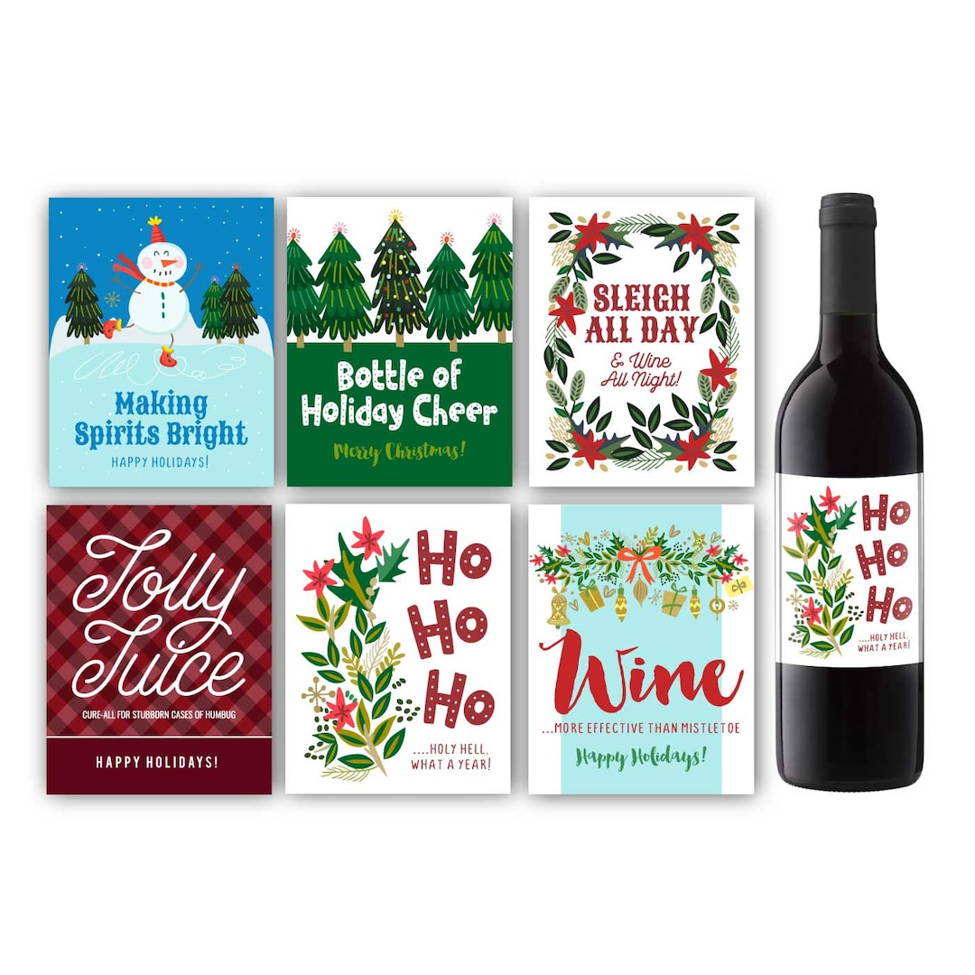 Funny Holiday Wine Labels Christmas Gift Wine Labels Wine Gift Funny ...