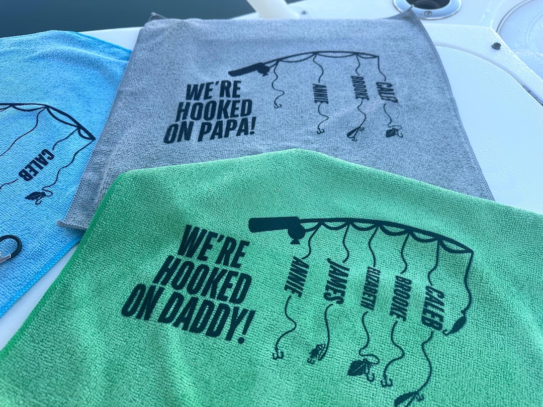 Father's Day Fishing Towel /rag - Kids Names– Customized Father's Day ...