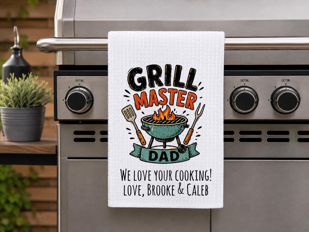 Personalized Grill Master Dad Towel, Father’s Day BBQ Gift, Custom ...