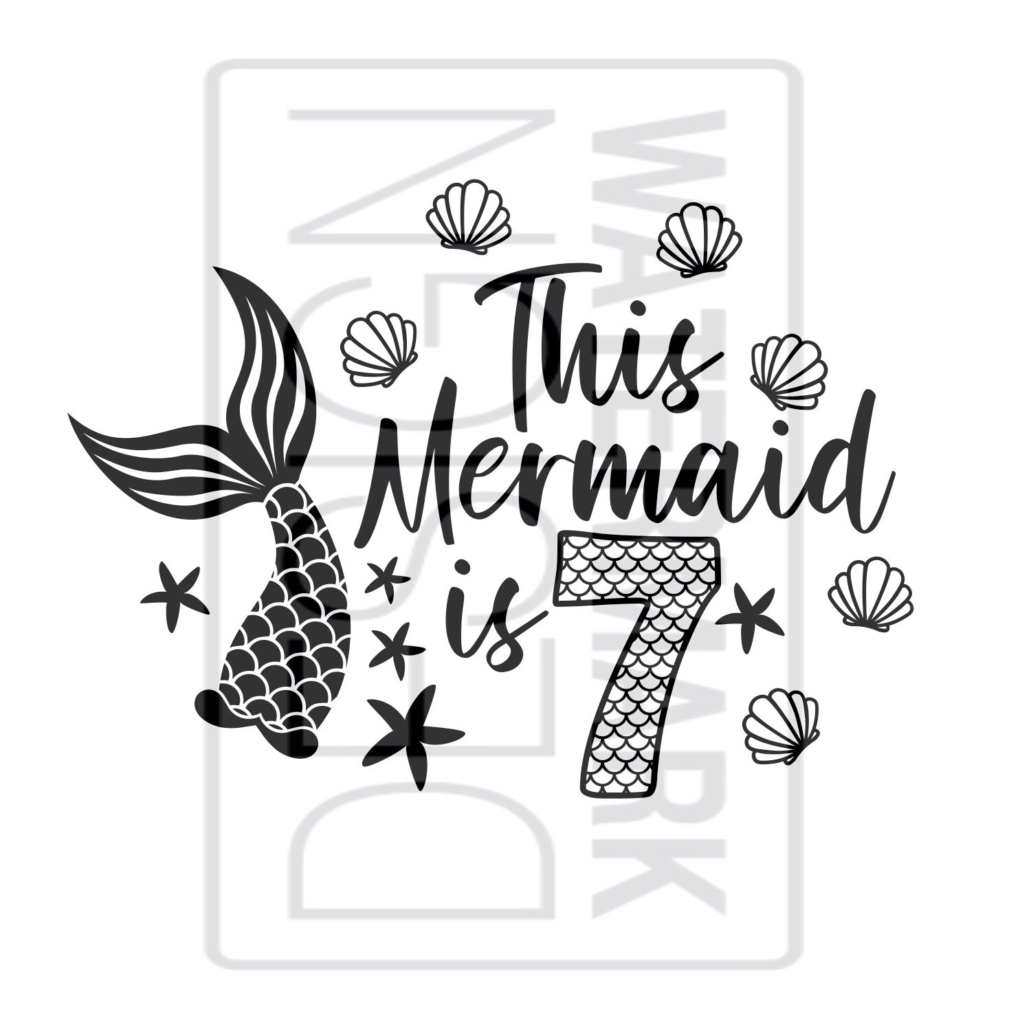 This Mermaid is 7 Mermaid Birthday Cricut Silhouette | Etsy