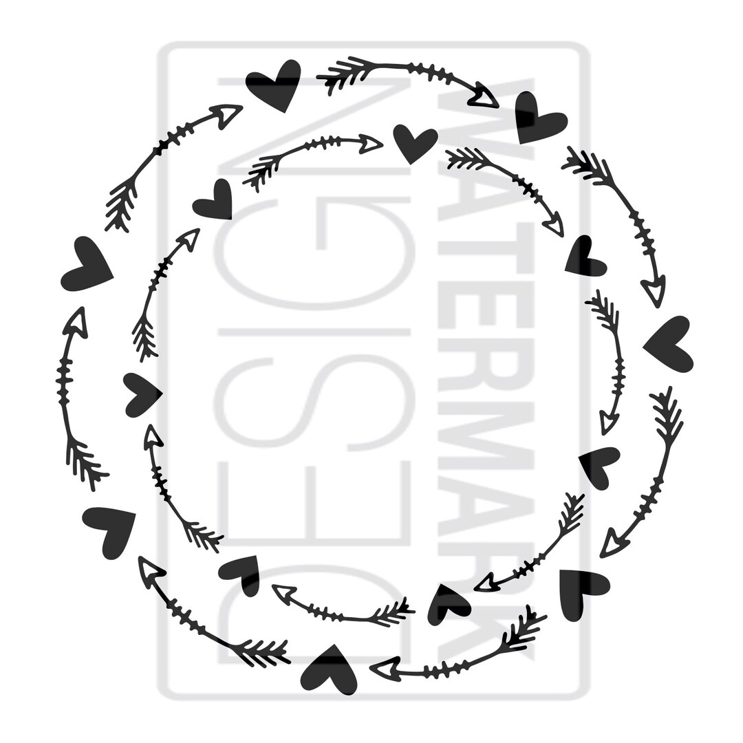 Heart Arrow Circle Frame Cricut Silhouette Cameo Cut - Etsy