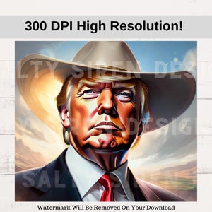 Wild West Trump Wearing a Cowboy Hat Cowboy Trump 20 Oz - Etsy
