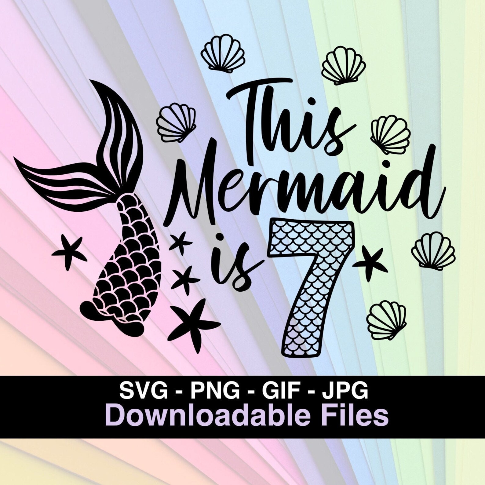 This Mermaid is 7 Mermaid Birthday Cricut Silhouette - Etsy