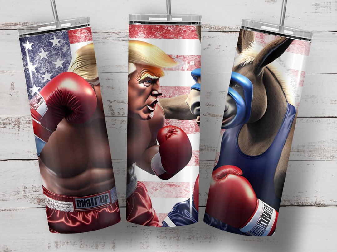 Trump Boxing a Donkey 20 Oz Skinny Tumbler Sublimation Design, Digital ...